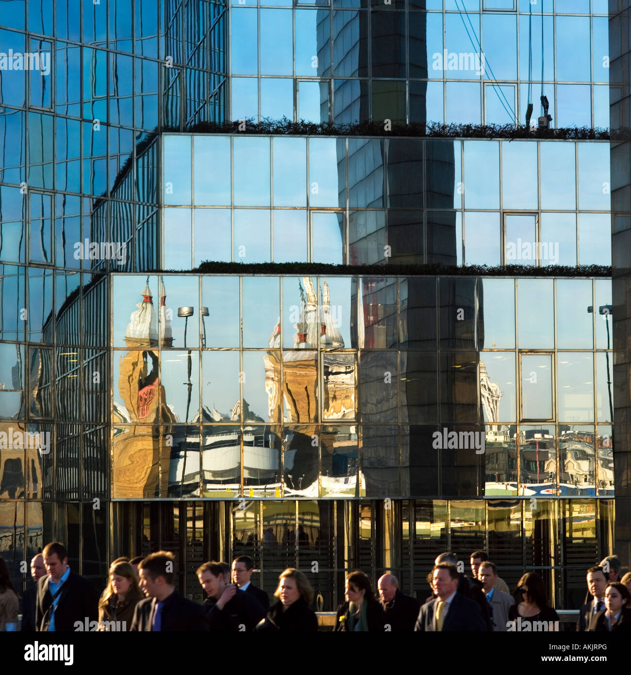 London regeneration construction reflected in glass window Stock Photo ...