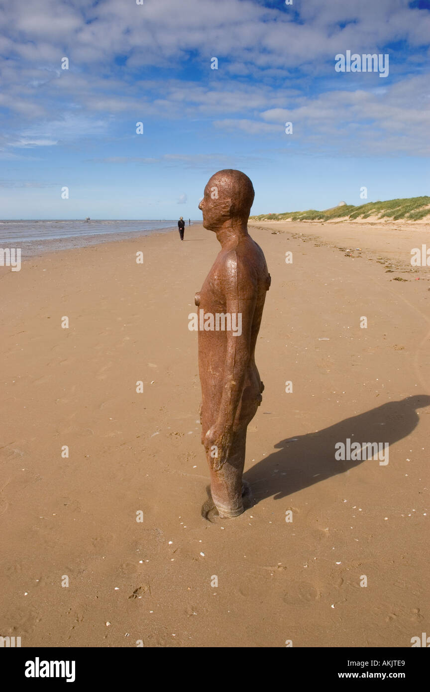 Antony Gormley statue at Crosby beach Liverpool Merseyside UK Stock ...
