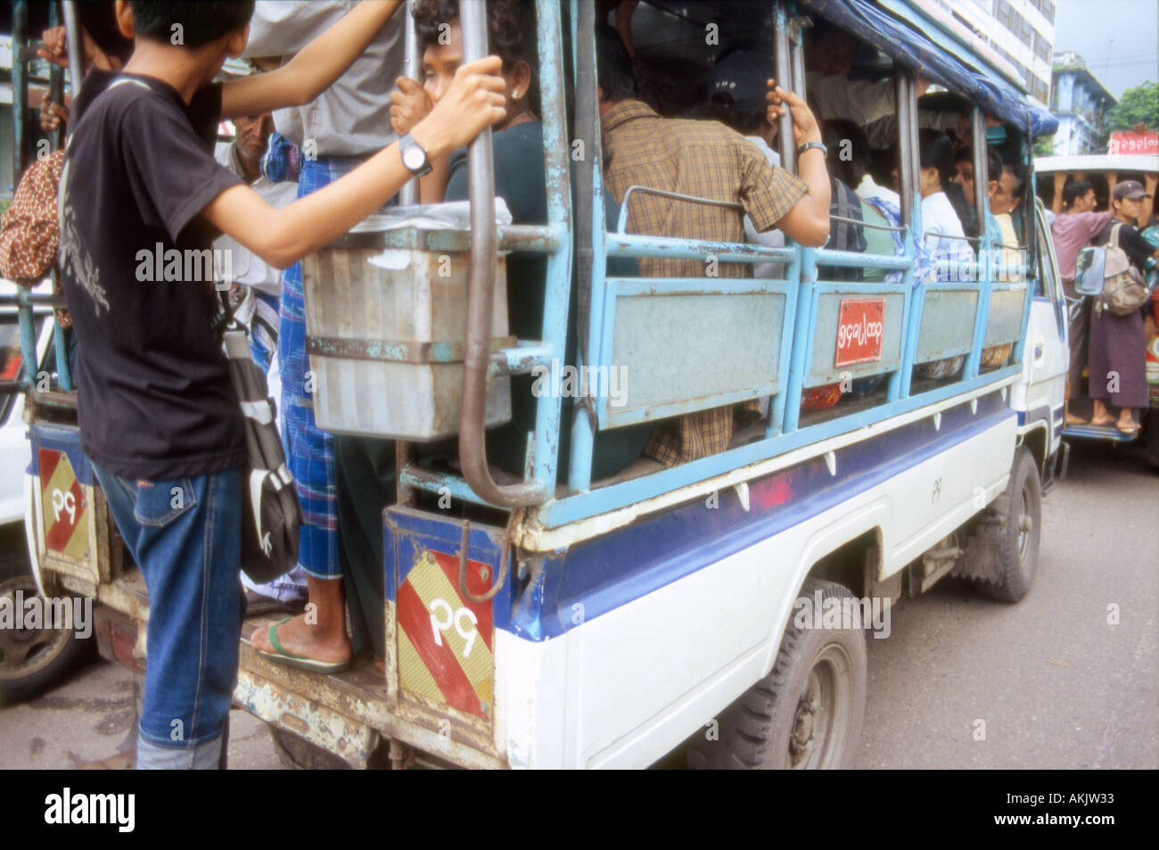 On the back of a bus Yangon Rangoon Myanmar Burma Stock Photo - Alamy