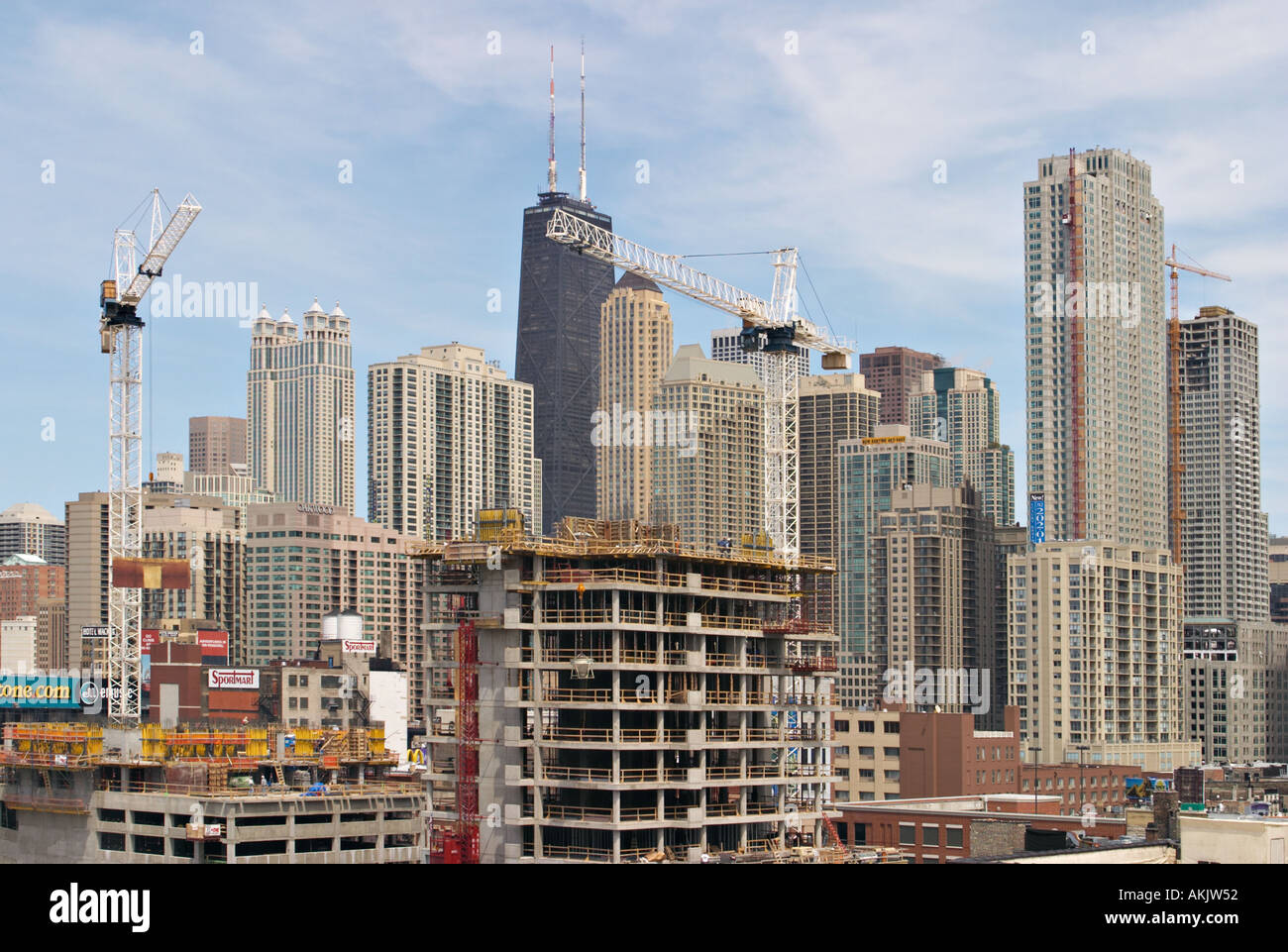 STREET SCENE Chicago Illinois Highrise buildings under construction ...