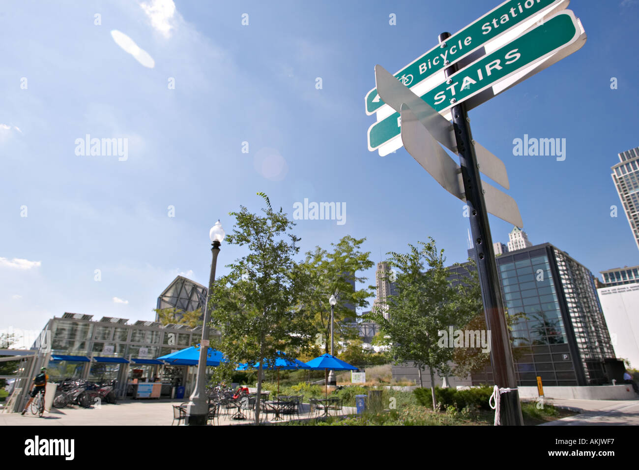 PARKS Chicago Illinois Sign with arrow point to Millennium Park bicycle ...