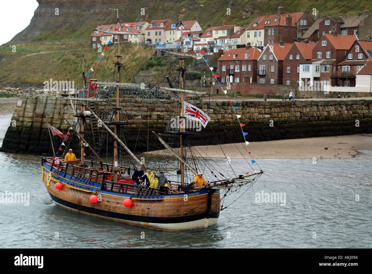 Whitby North Yorkshire England UK Europe pleasure boat Bark Endeavour ...