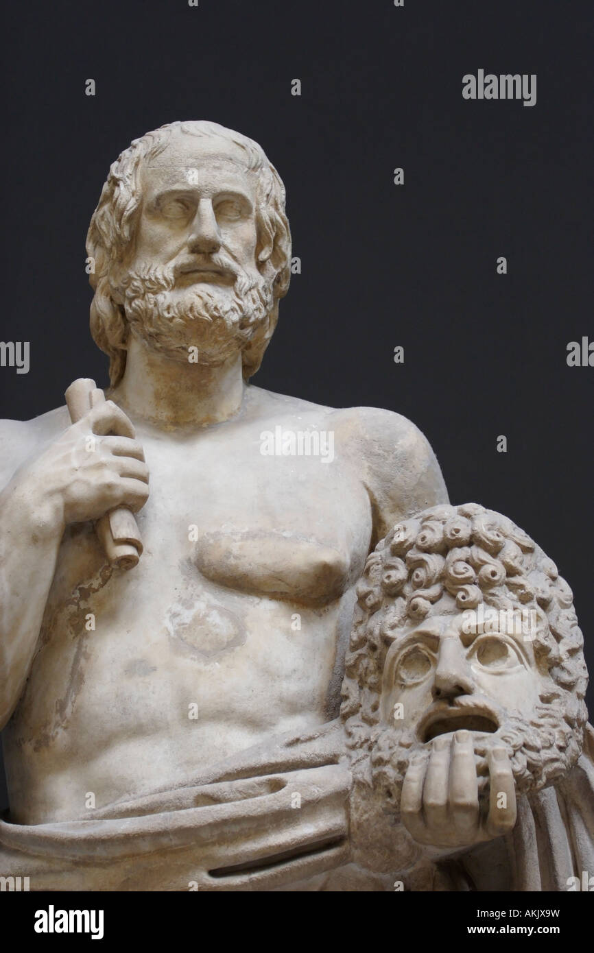 A statue of a tragic poet, Braccio Nuovo, Vatican Museums, Italy Stock ...