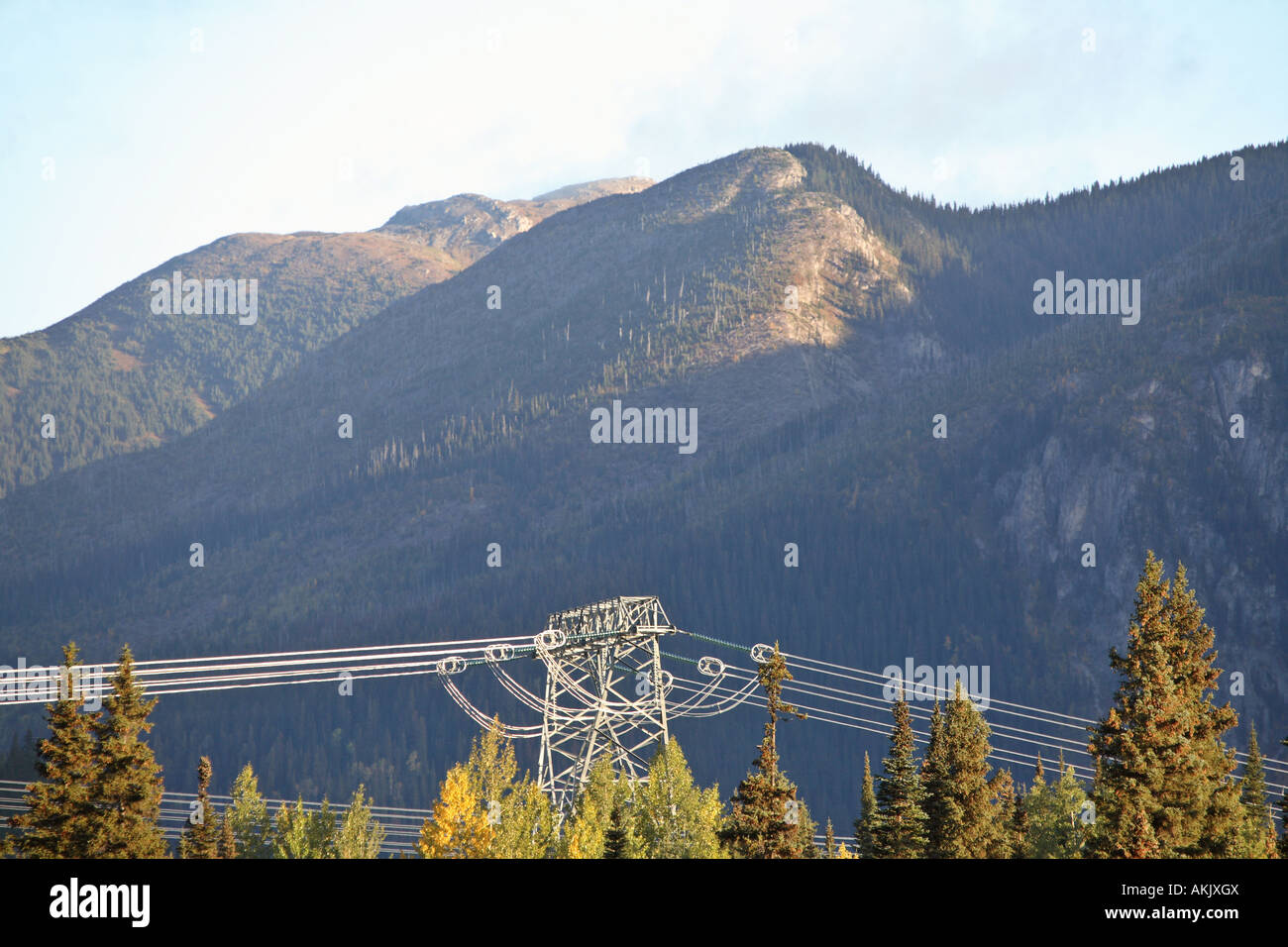 Hydro Tower and Power Lines in Pine Pass of British Columbia Stock ...