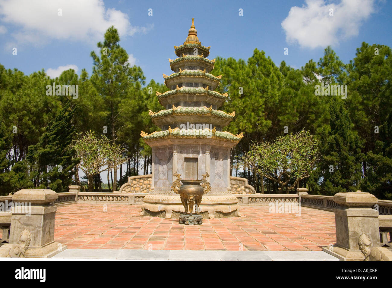 Vietnamese pagoda on terrace with trees Stock Photo - Alamy