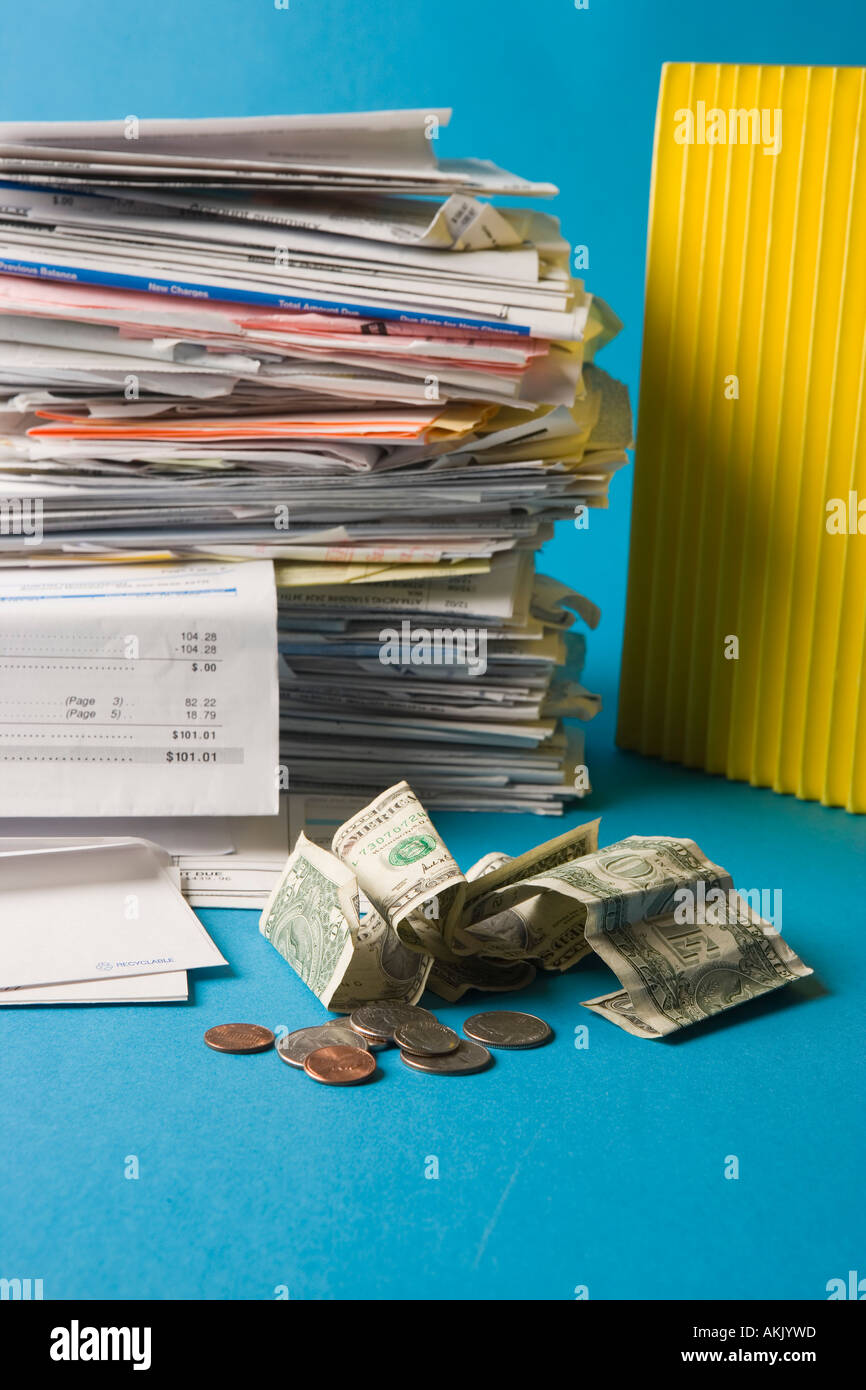 Closeup of stack of bills with money Stock Photo - Alamy