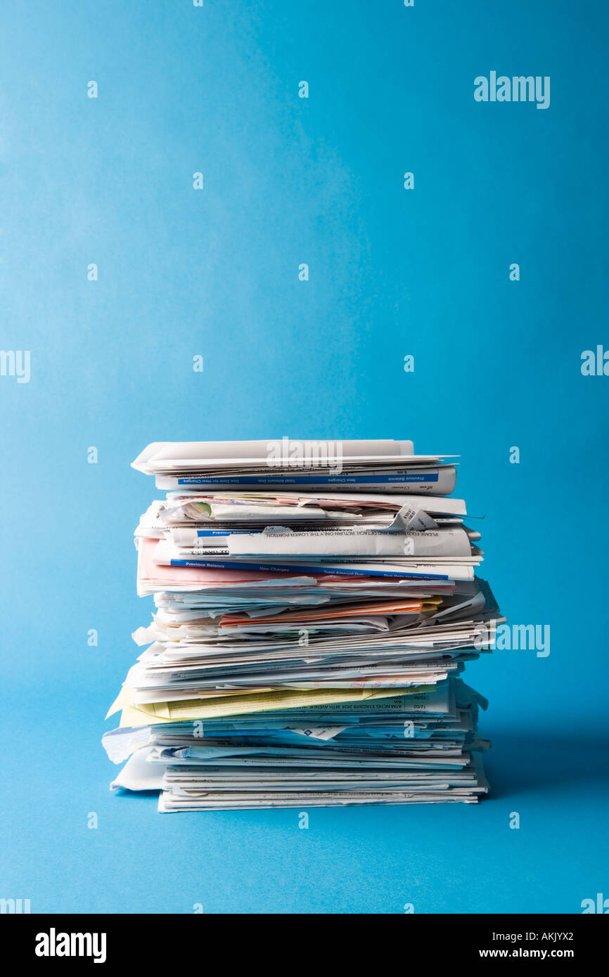 Large stack of bills and mail Stock Photo - Alamy