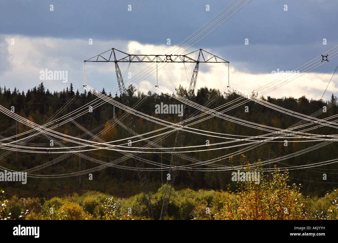 Hydro Power tower and lines in beautiful British Columbia Stock Photo ...