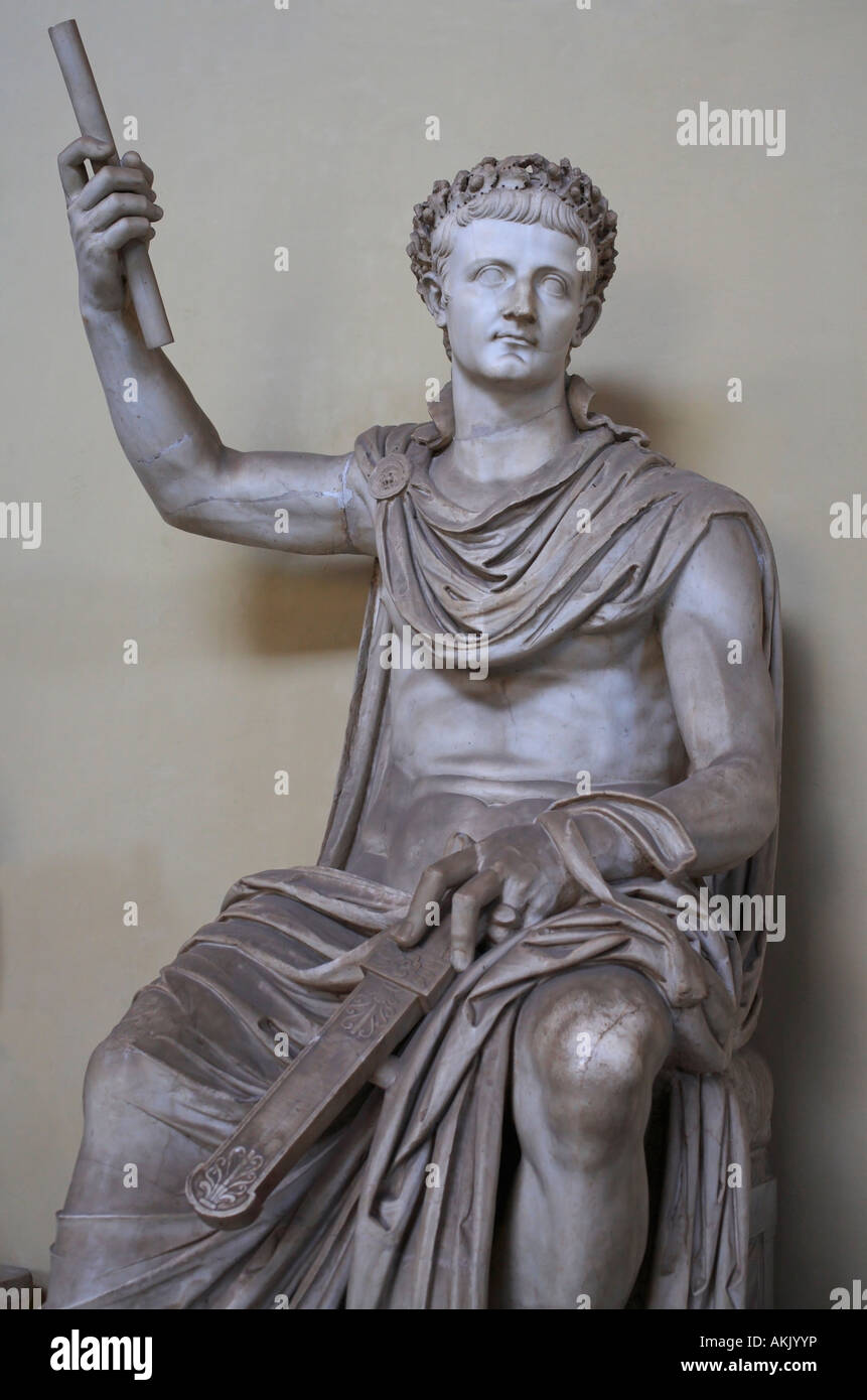 Colossal statue of Tiberius, Chiaramonti Vatican Museum, Italy Stock ...