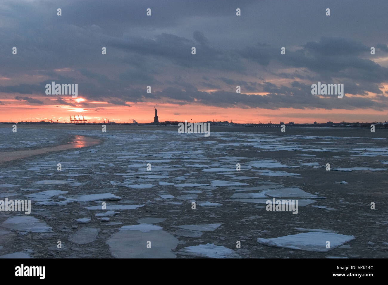 Ice surrounds the Statue of Liberty in New York Harbor Stock Photo - Alamy