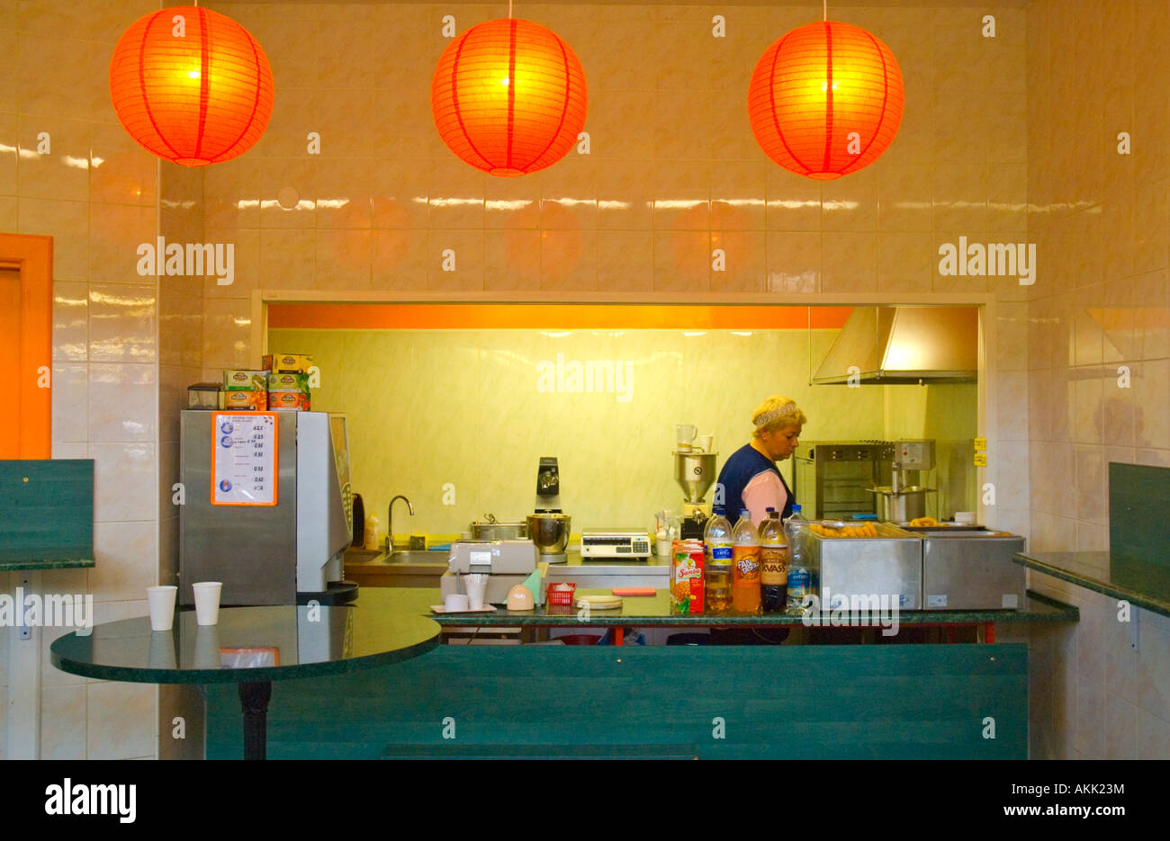 Snack kiosk centraltirgus indoor central market Riga Latvia EU Stock ...