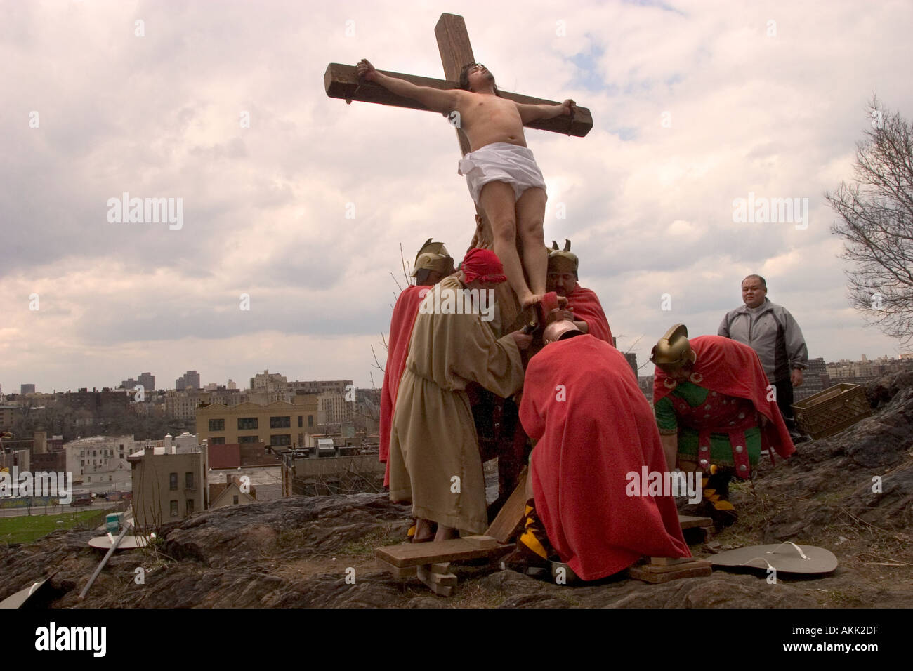 On Easter Sunday the crucifixion of Jesus is re enacted in the Bronx by ...