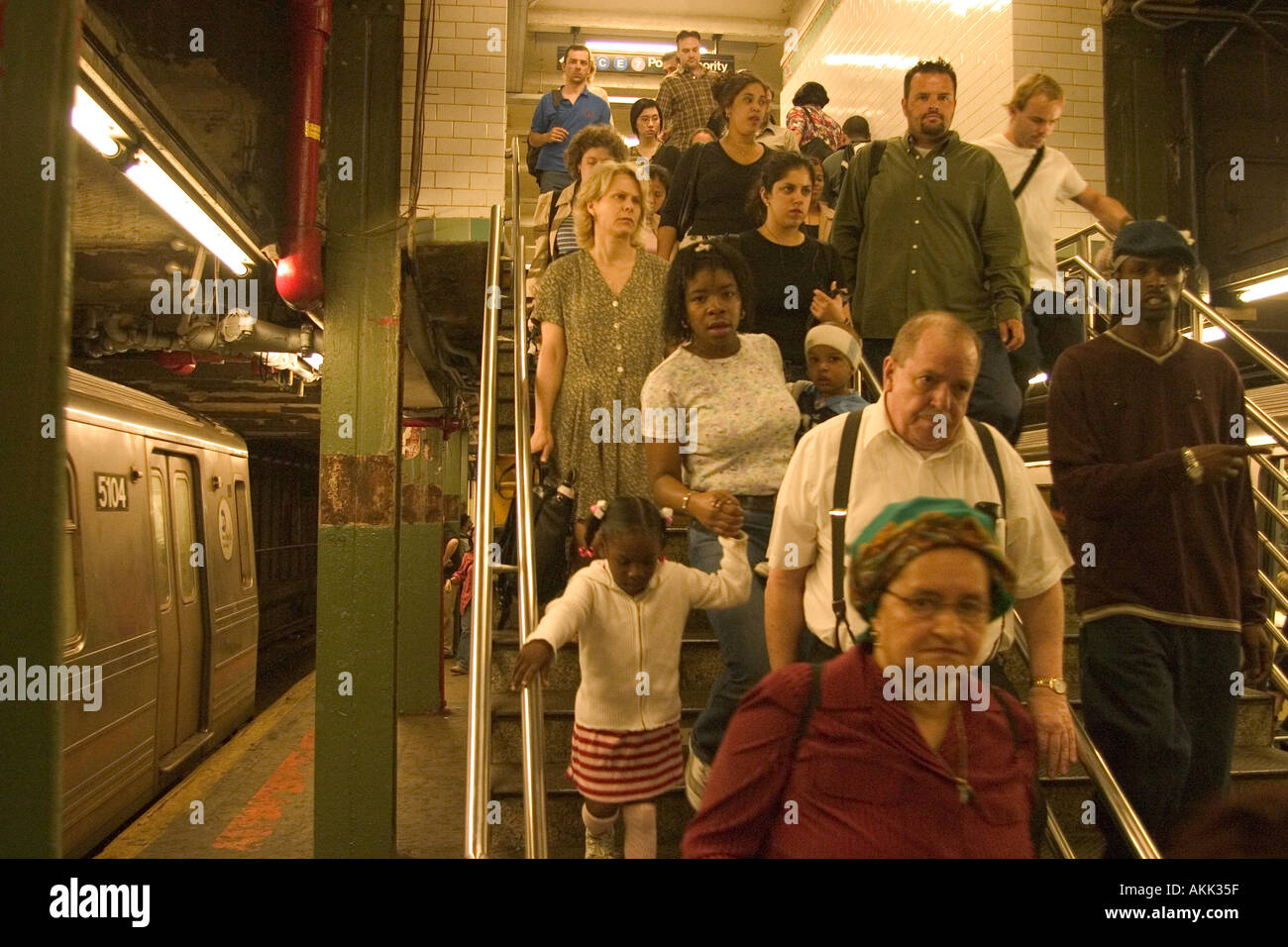 Times square subway stairs hi-res stock photography and images - Alamy