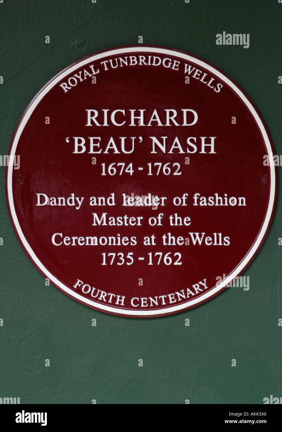 Plaque saying Richard Beau Nash 1674 1762 Dandy and Leader of Fashion ...
