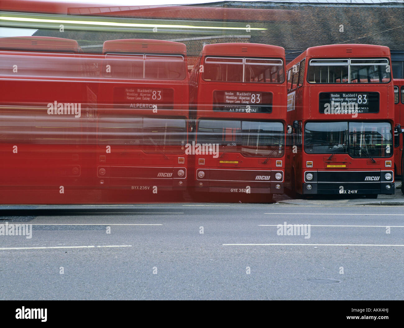 London Bus Depot West London England Stock Photo - Alamy
