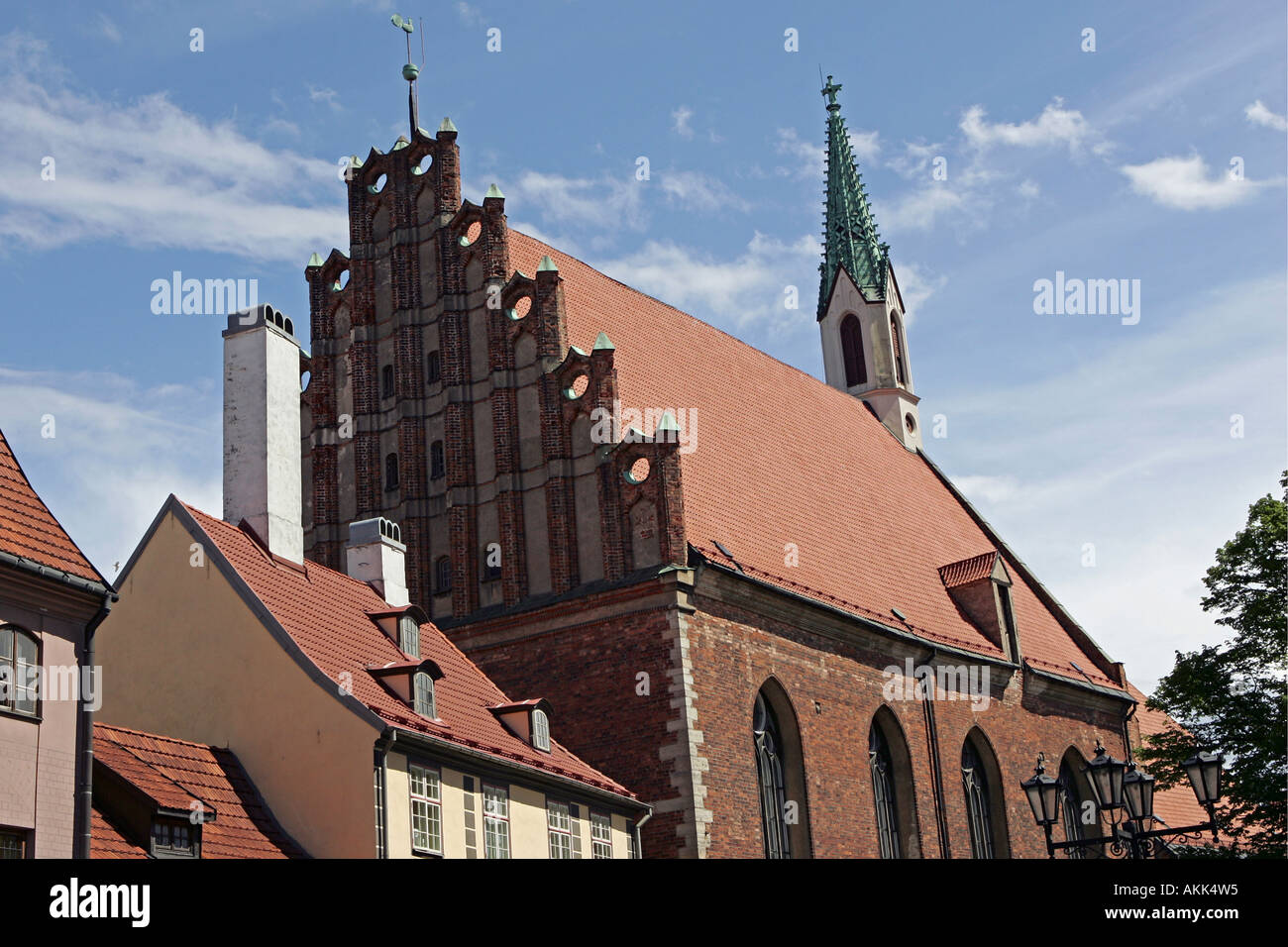St Johns Church old Riga Latvia showing crow-stepped gable aka stepped ...