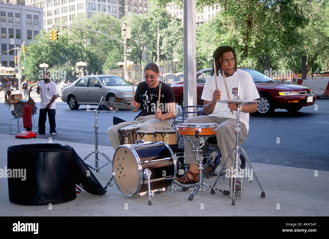 Street Performers Drumming Union Square New York City NYC USA Stock ...
