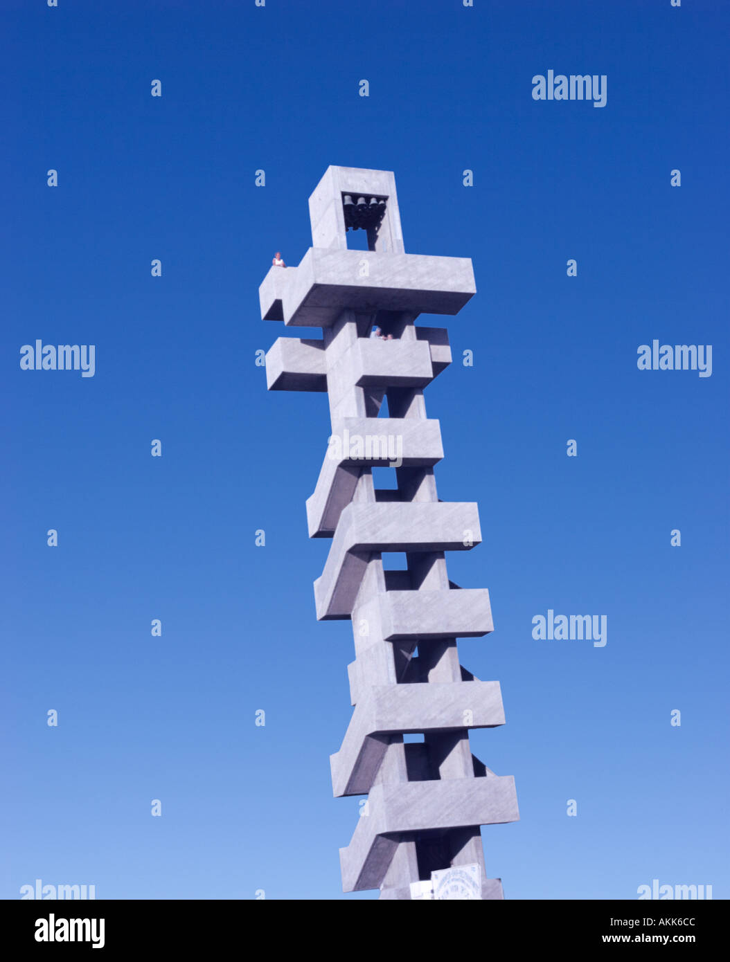 leaning tower with people on it Location unknown Stock Photo - Alamy