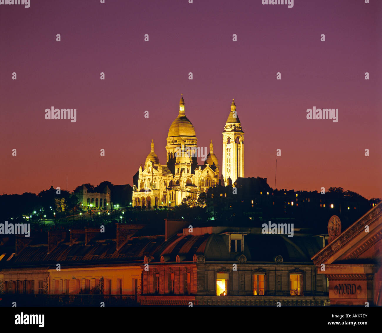 The Sacre Coeur basilica after sunset in Paris France Stock Photo - Alamy