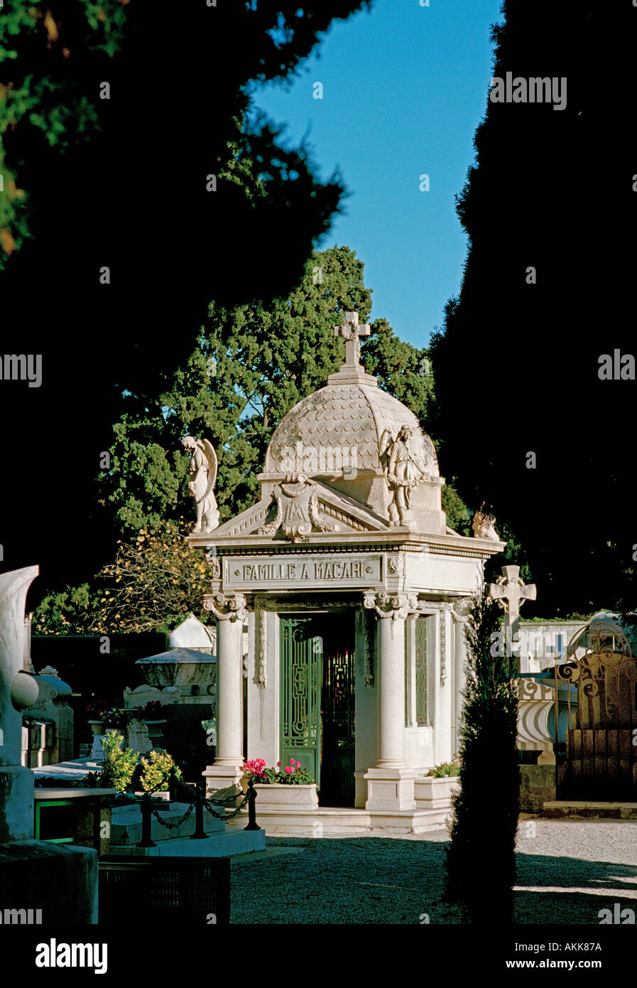 Nice Cote d'Azur France - A tomb in the Chateau cemetery in the old ...