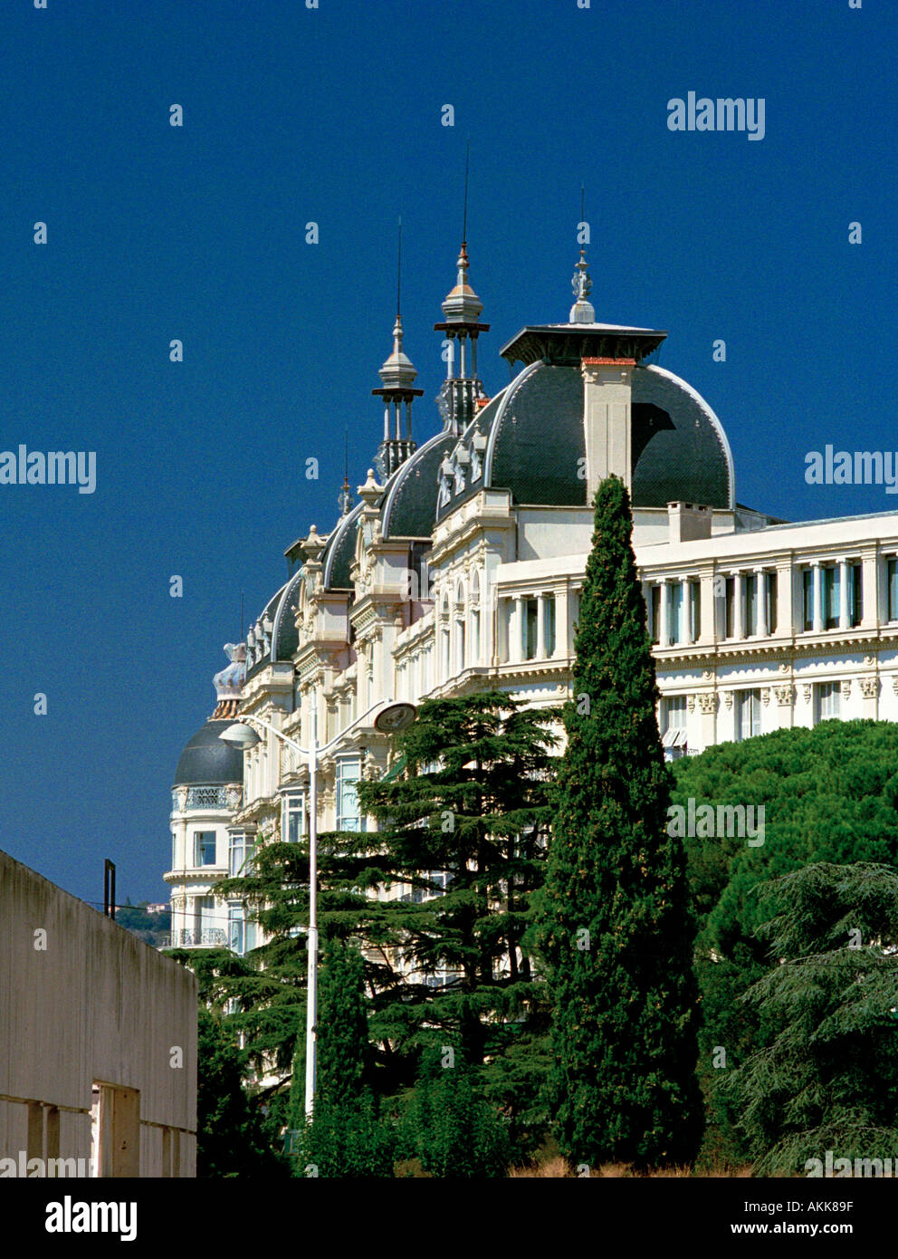 Detail of the belle epoque building Palais Regina in Cimiez, Nice, on ...