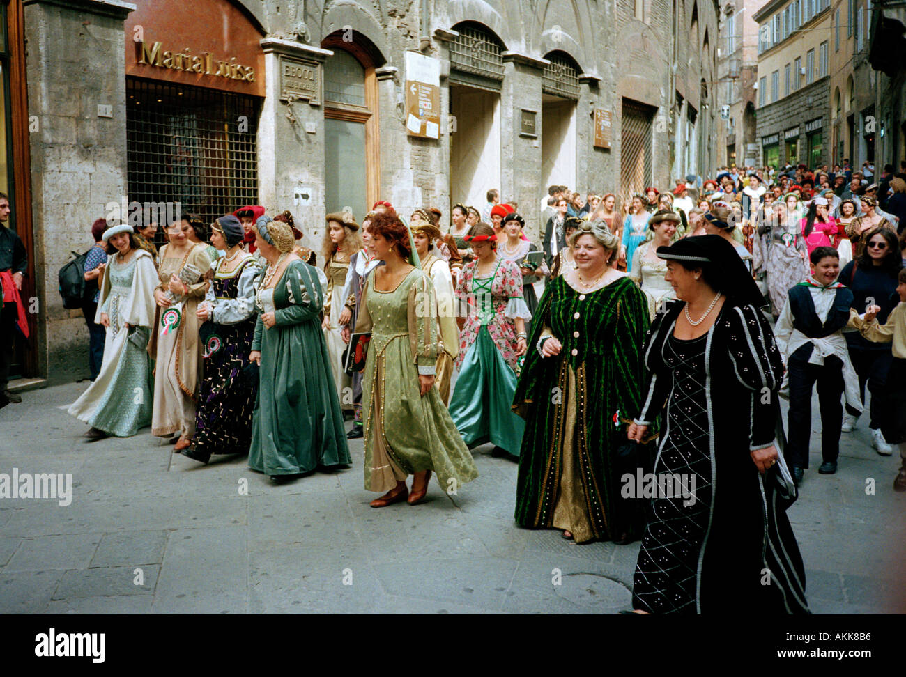A parade by the contrada which was victorious in the famous Palio horse ...
