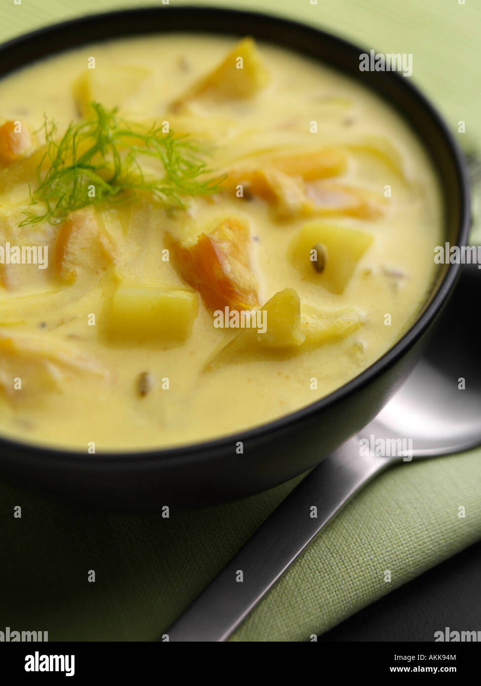 Wholesome smoked haddock chowder seafood appetizer hi-res stock ...