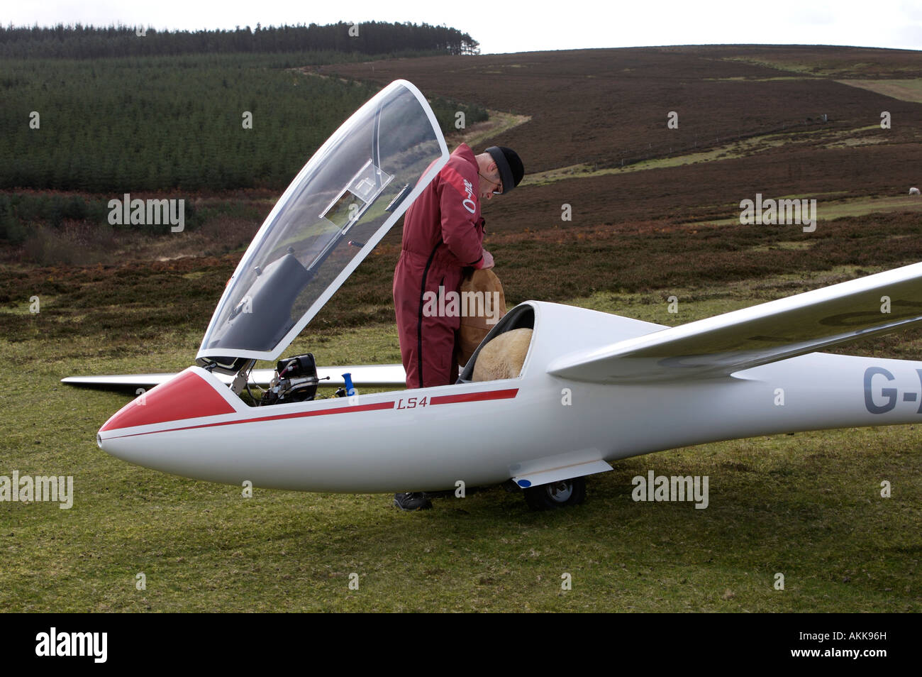 Pilot Getting Ready to fly Glider UK Stock Photo - Alamy