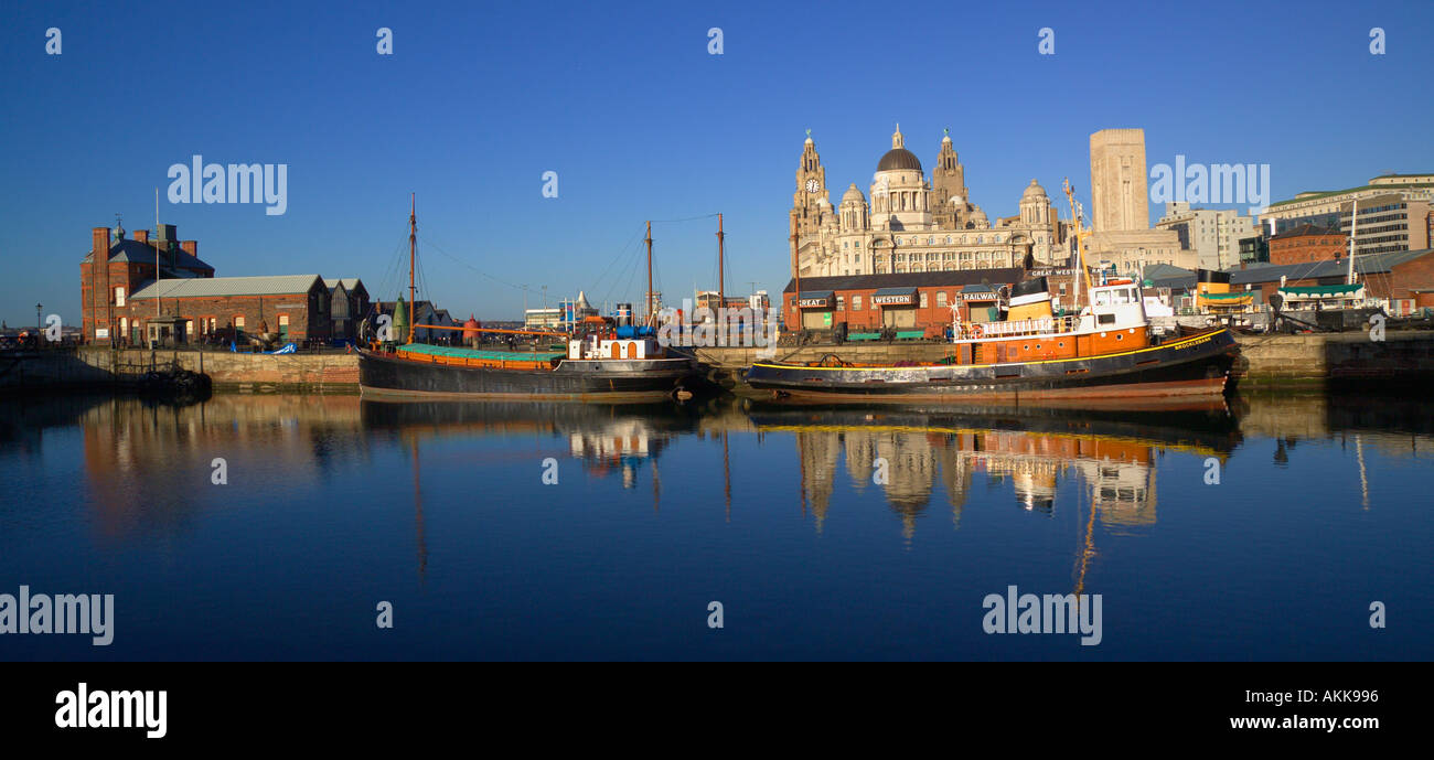 Liver Building and Tug Boats from "Albert Dock" Liverpool Merseyside ...