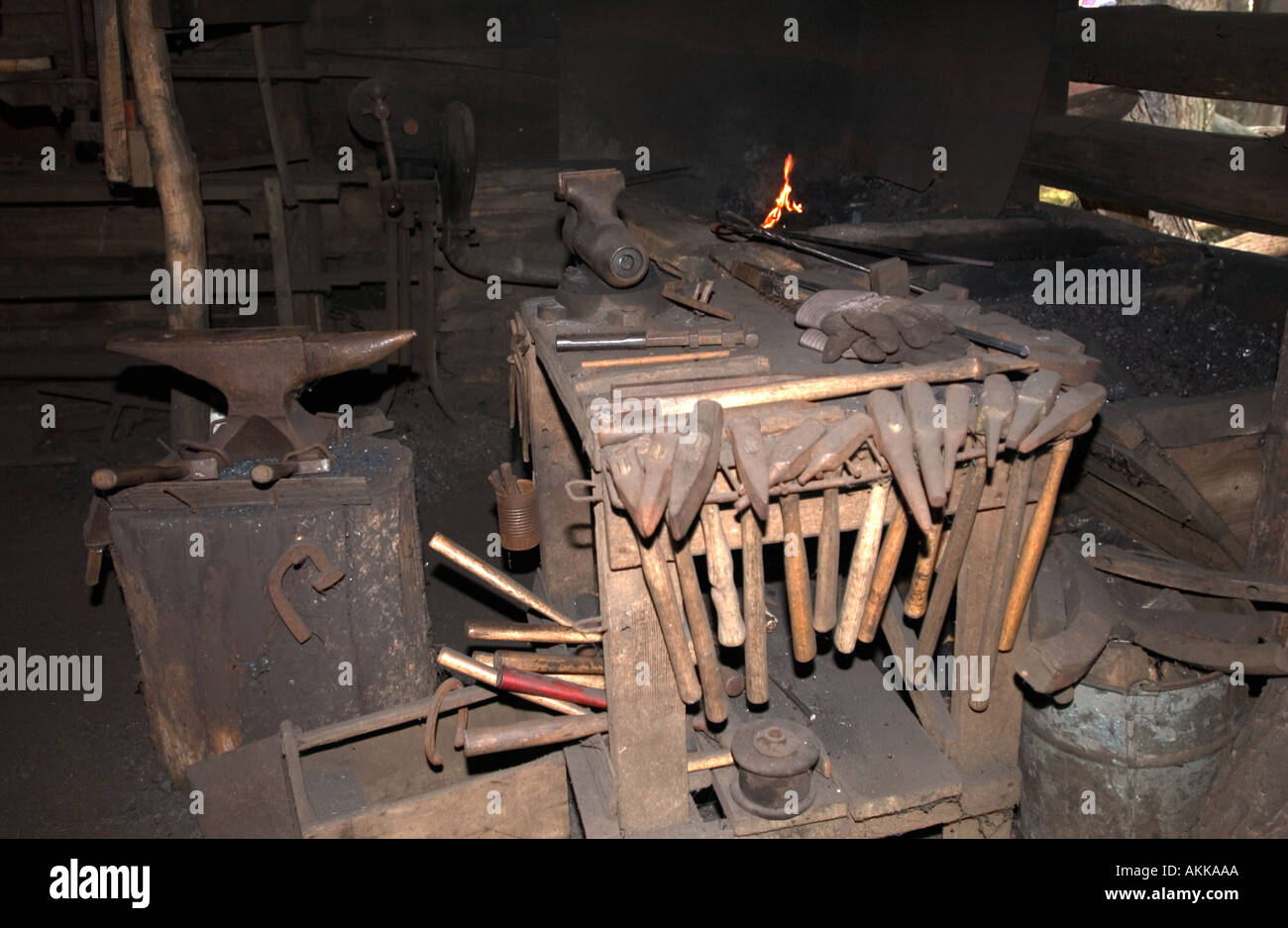 Blacksmith shop tools Stock Photo - Alamy