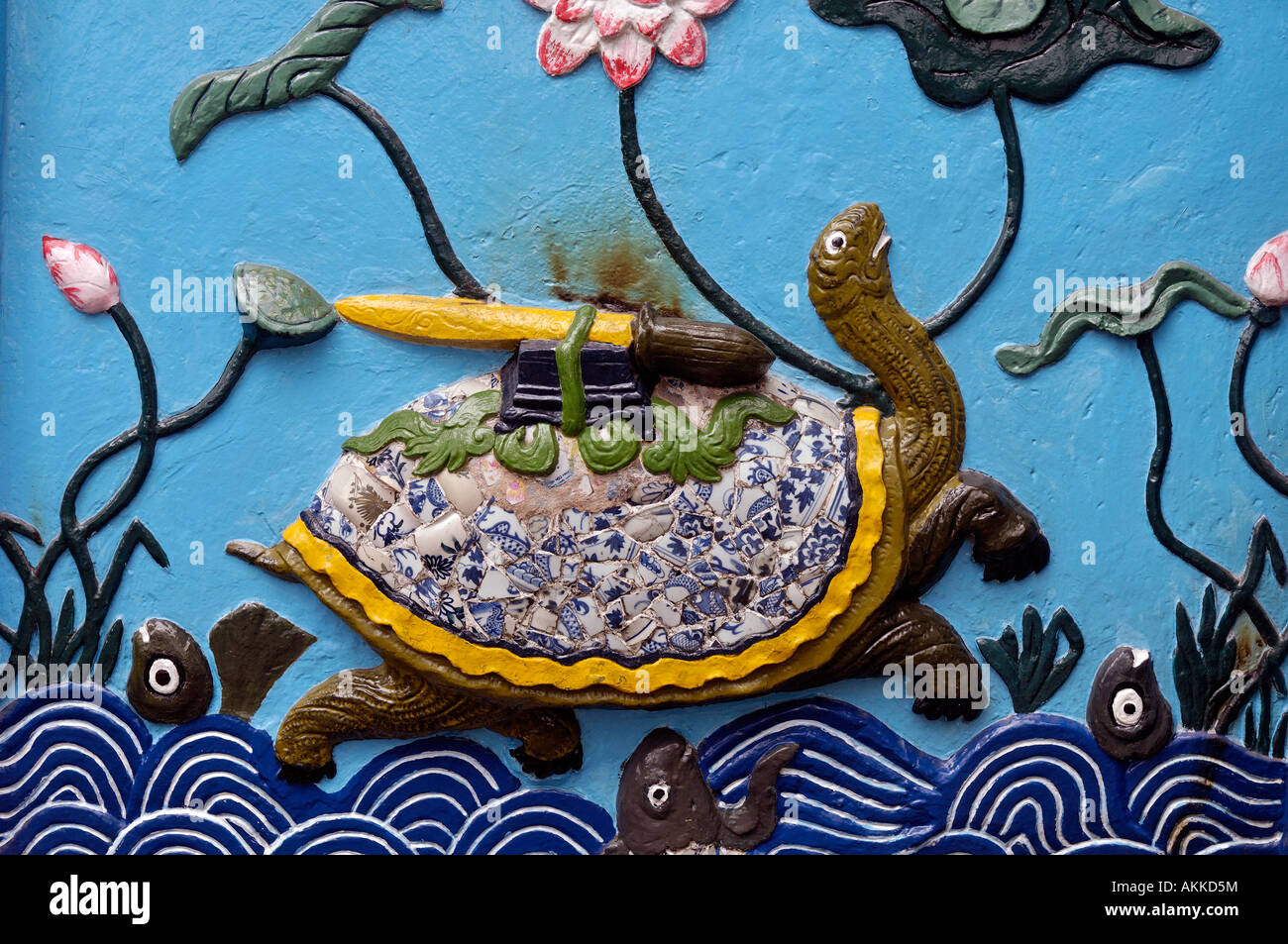 The golden Sword, carried on the Turtle's Back, on the wall of the Ngoc ...