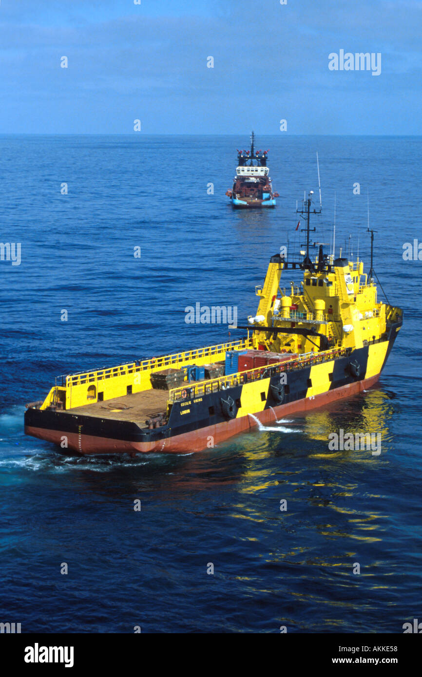 Supply boats North Sea Stock Photo - Alamy