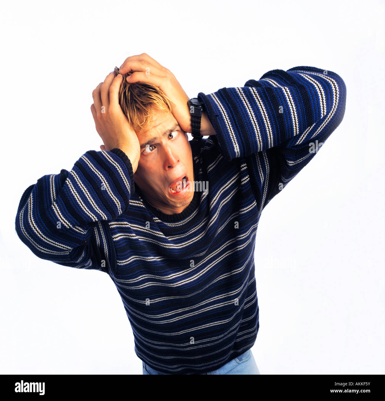 Man looking stressed Stock Photo - Alamy