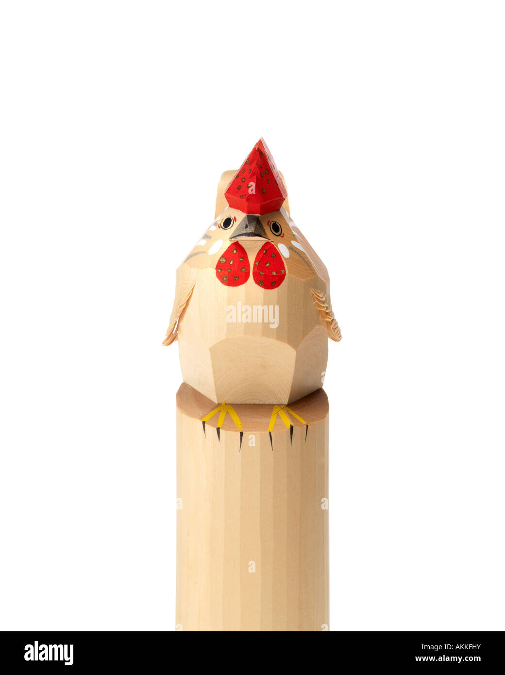 JapaneseYamagata traditional wooden rooster carving "sasano bori Stock ...