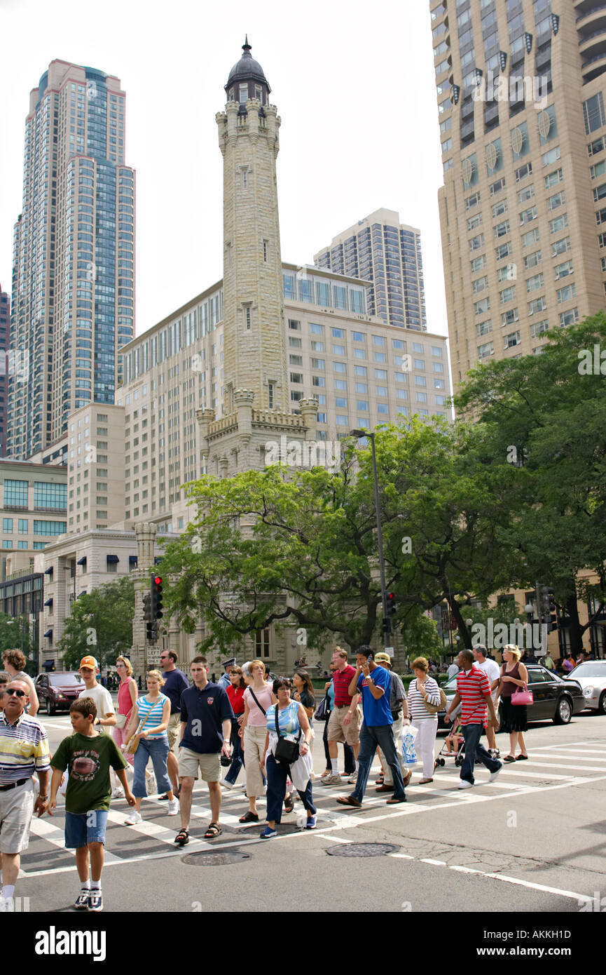 STREET SCENE Chicago Illinois Pedestrians in crosswalk on Michigan ...