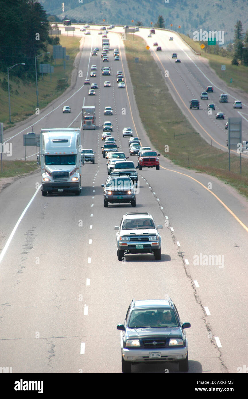 Commercial Trucks in highways roads freeways interstate with cars just ...