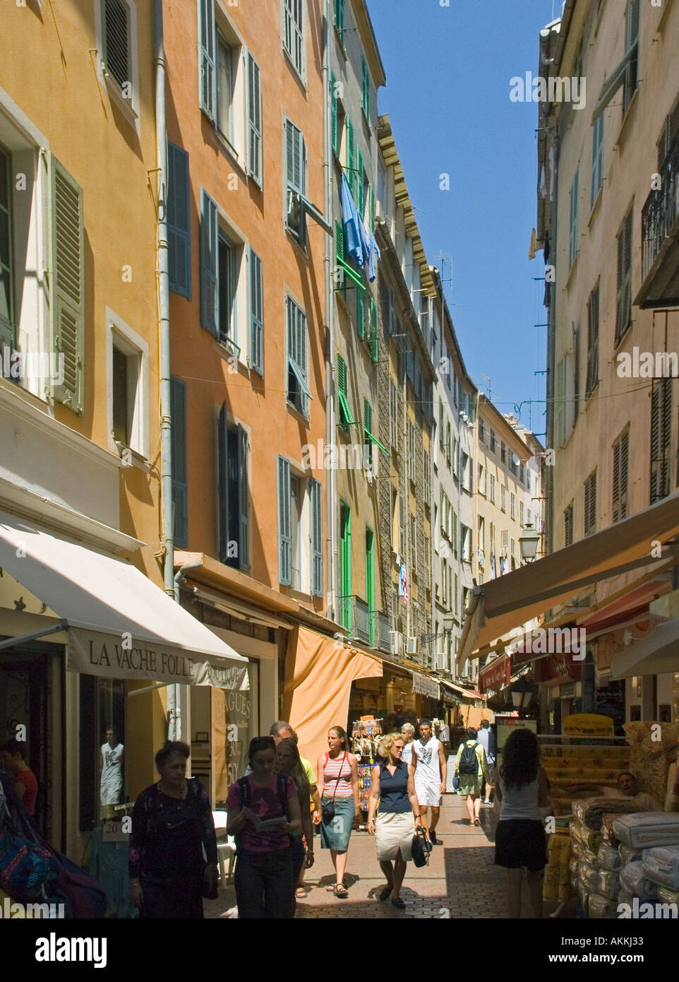 Nice Cote d'Azur France - the narrow streets of the old town in Nice ...