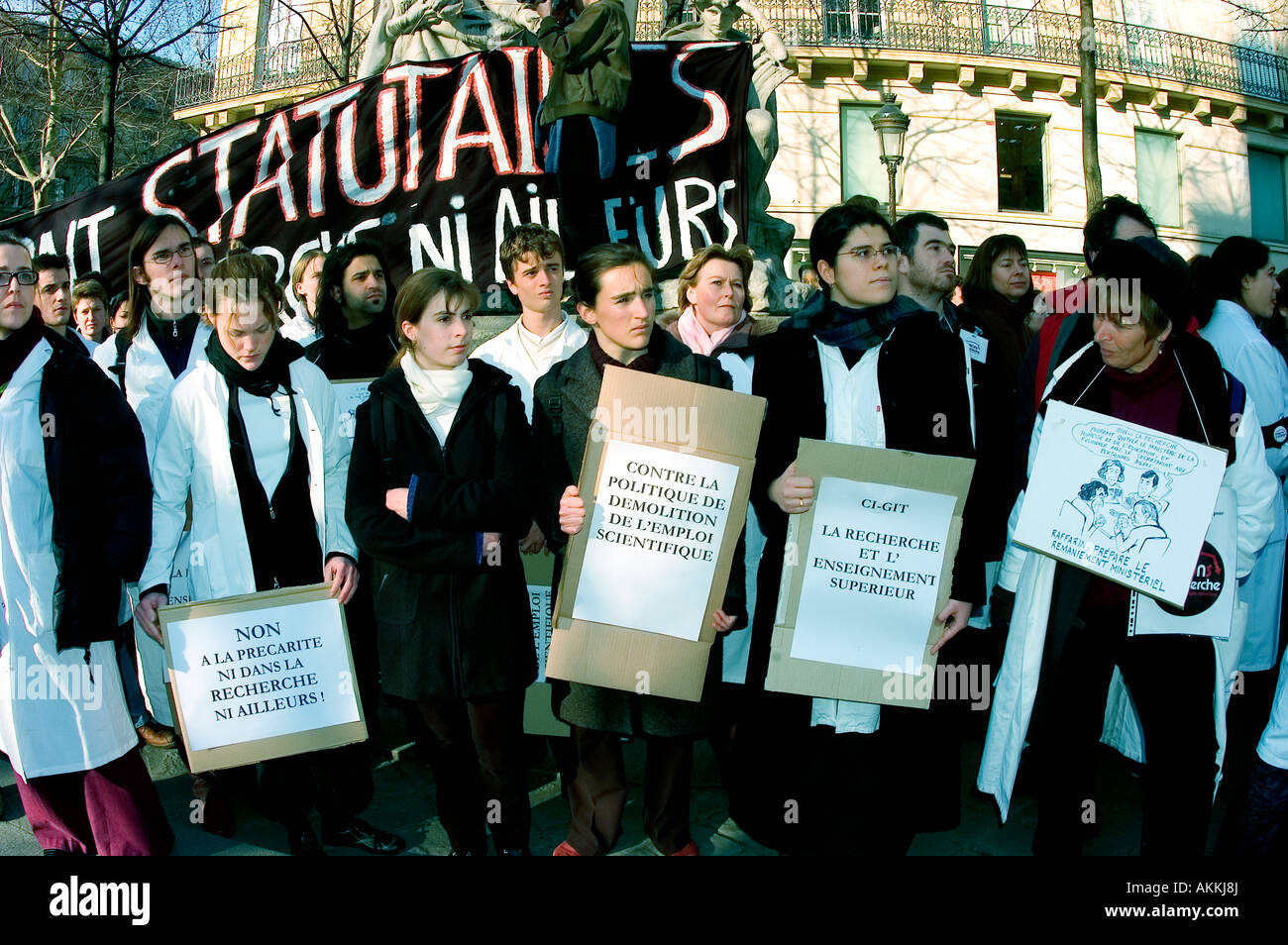 Paris FRANCE, Demonstration of Student Scientists Against Government ...