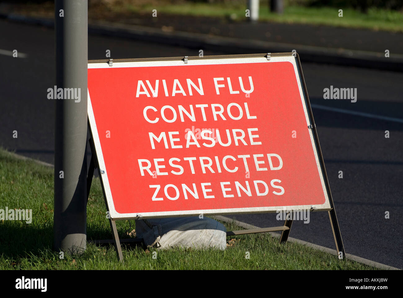 avian flu control measure sign Stock Photo - Alamy