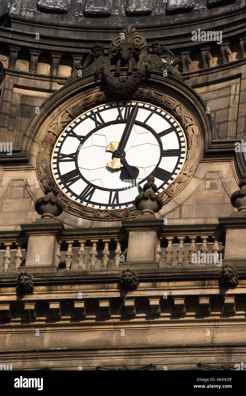 Clock at Leeds Town Hall built by C Brodrick West Yorkshire England ...