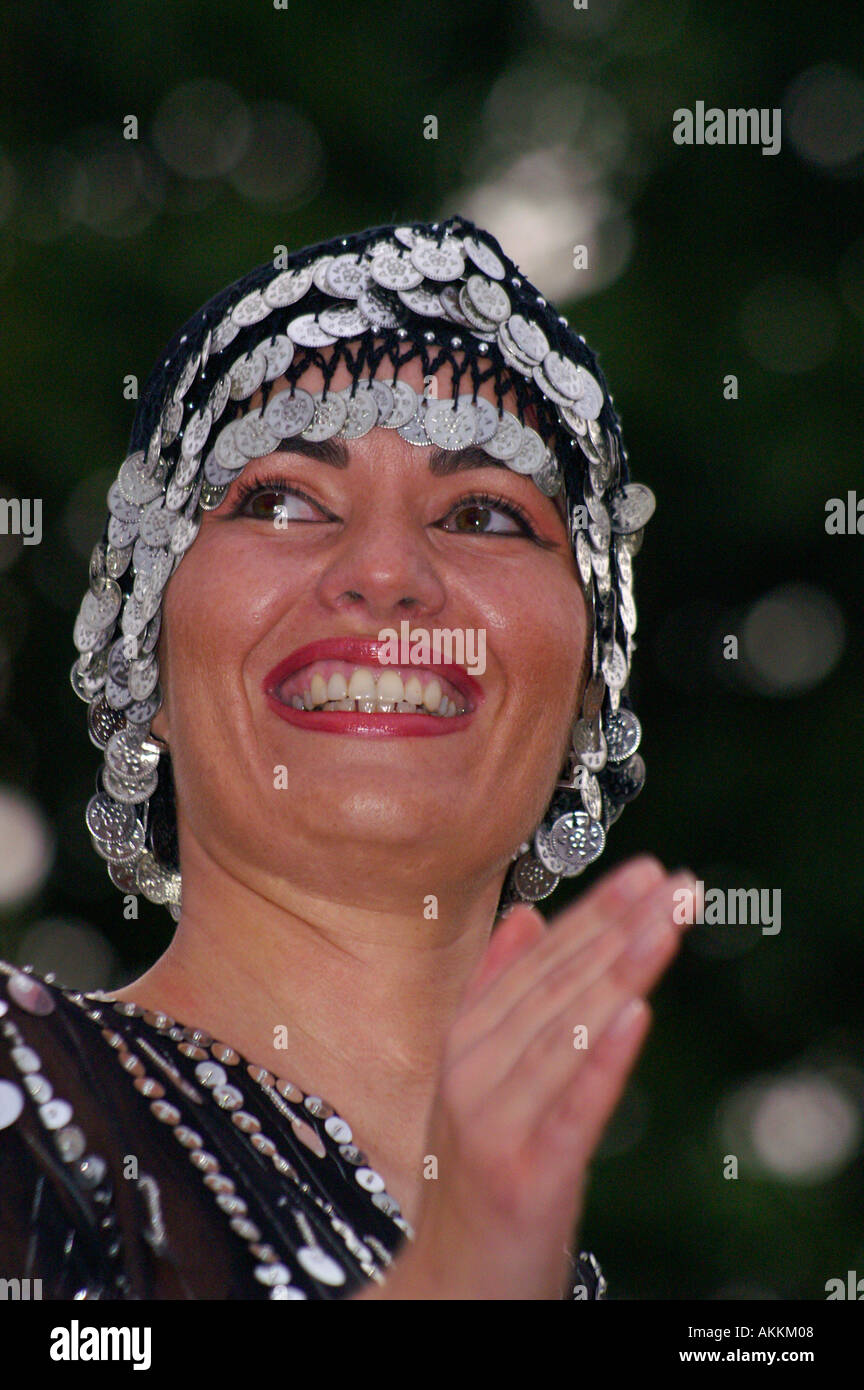 Traditional belly dancer happy smile face woman Stock Photo - Alamy