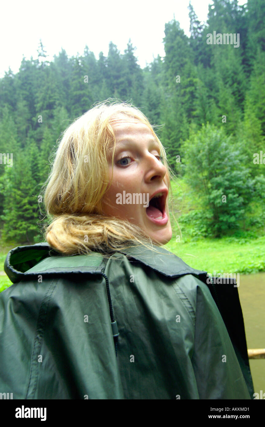Girl screaming outdoors Stock Photo - Alamy