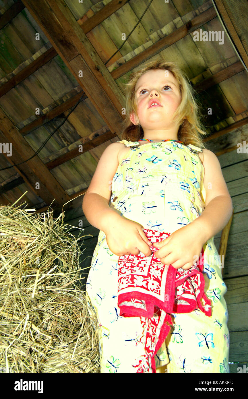 Girl in Barn Stock Photo - Alamy
