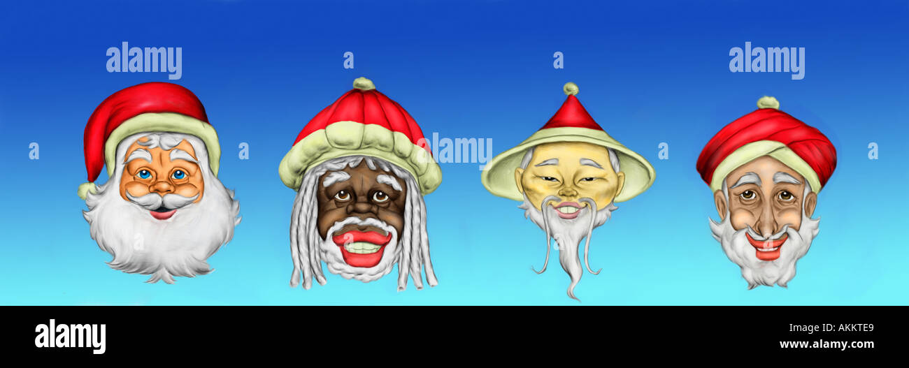 Santas in different parts of the world Stock Photo - Alamy