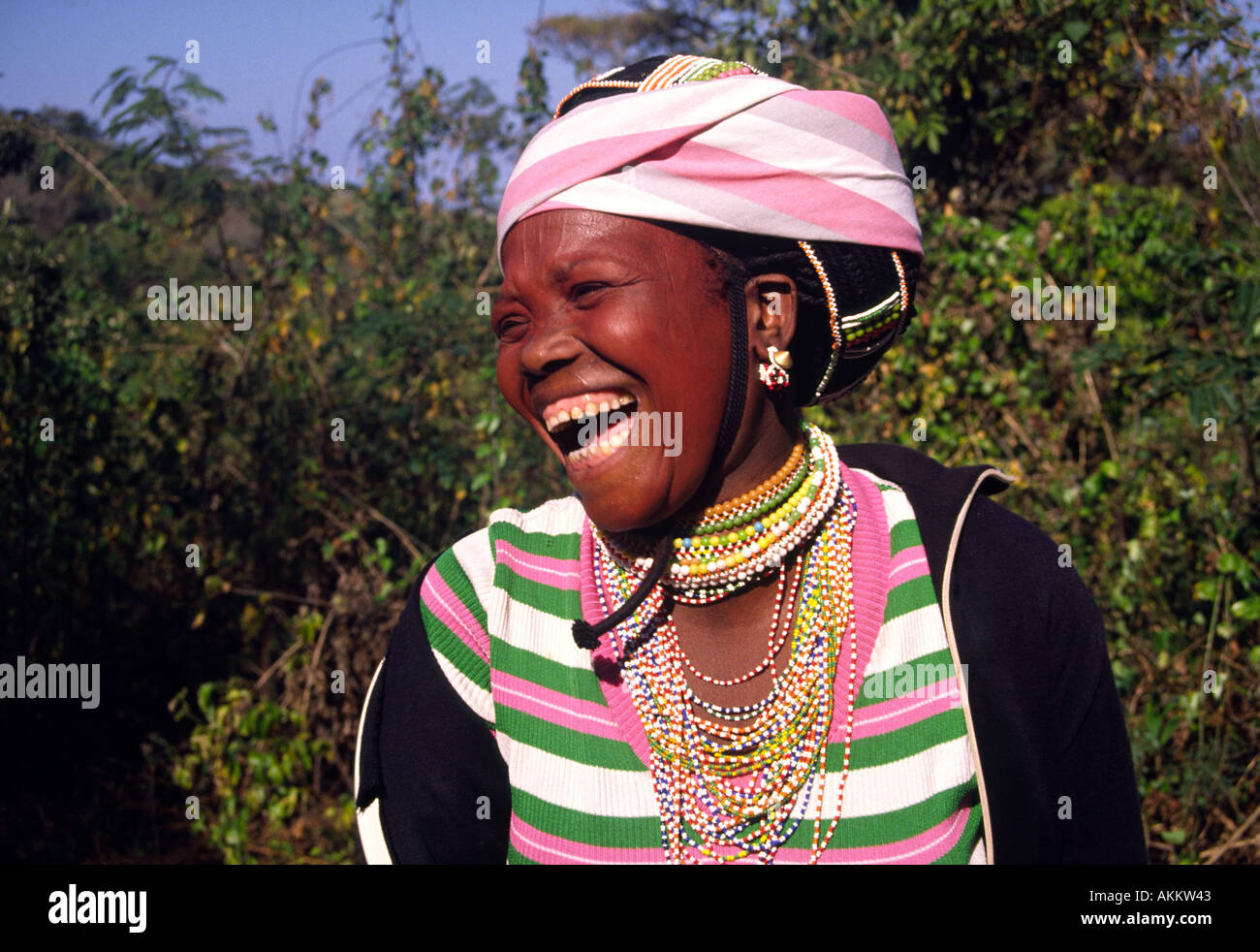 Smiling and relaxed South African lady from Kwazulu-Natal wearing ...