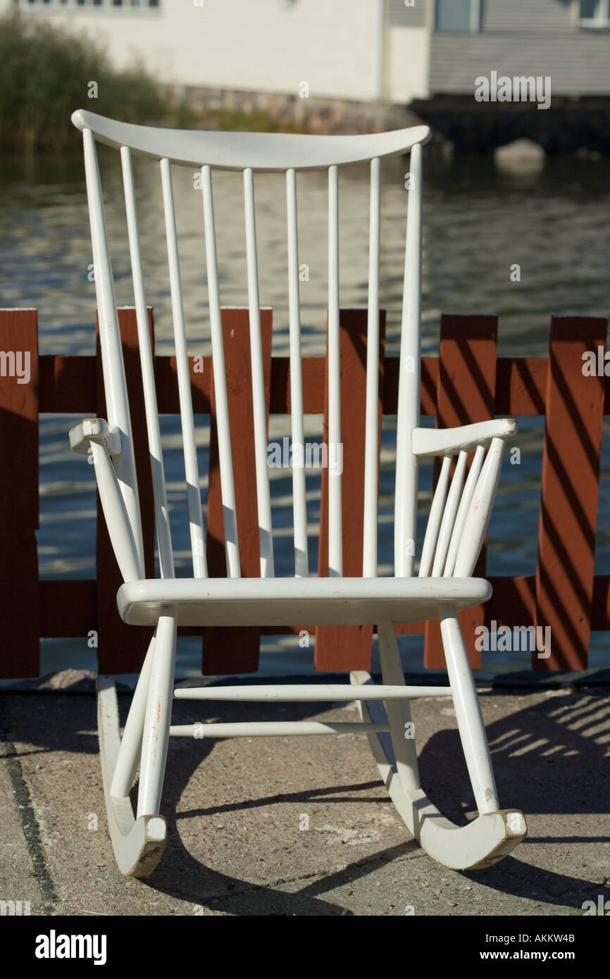 empty white rocking chair Stock Photo - Alamy