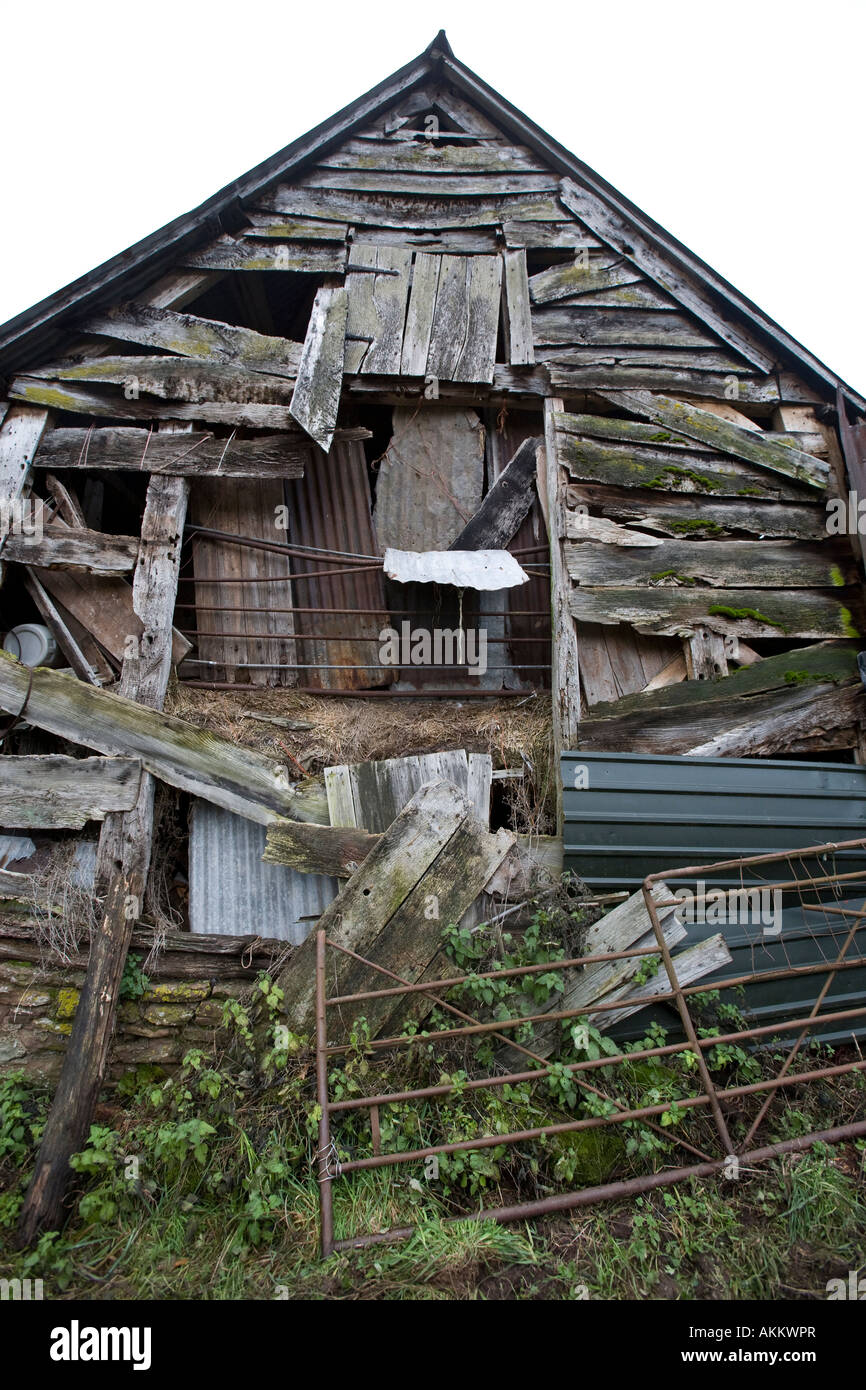 An old barn in a state of decay on a farm in Herefordshire England UK ...