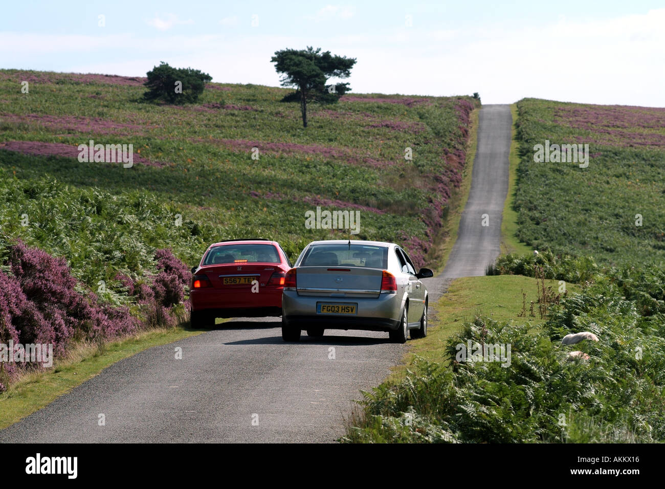 North York Moors Yorkshire northern England UK cars on highway road ...
