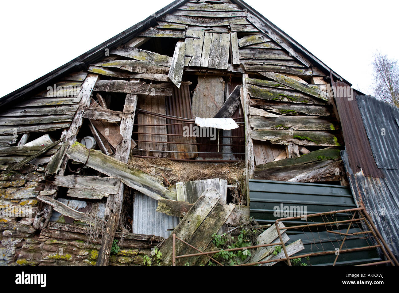 An old barn in a state of decay on a farm in Herefordshire England UK ...