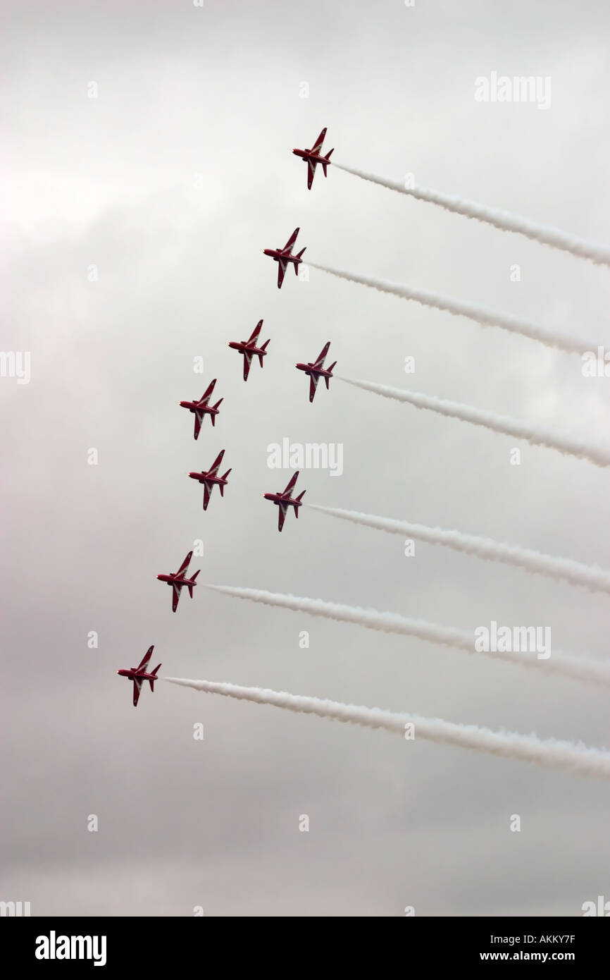 RAF Red Arrows BAE Hawk jet trainer aircraft flying in leaders benefit ...